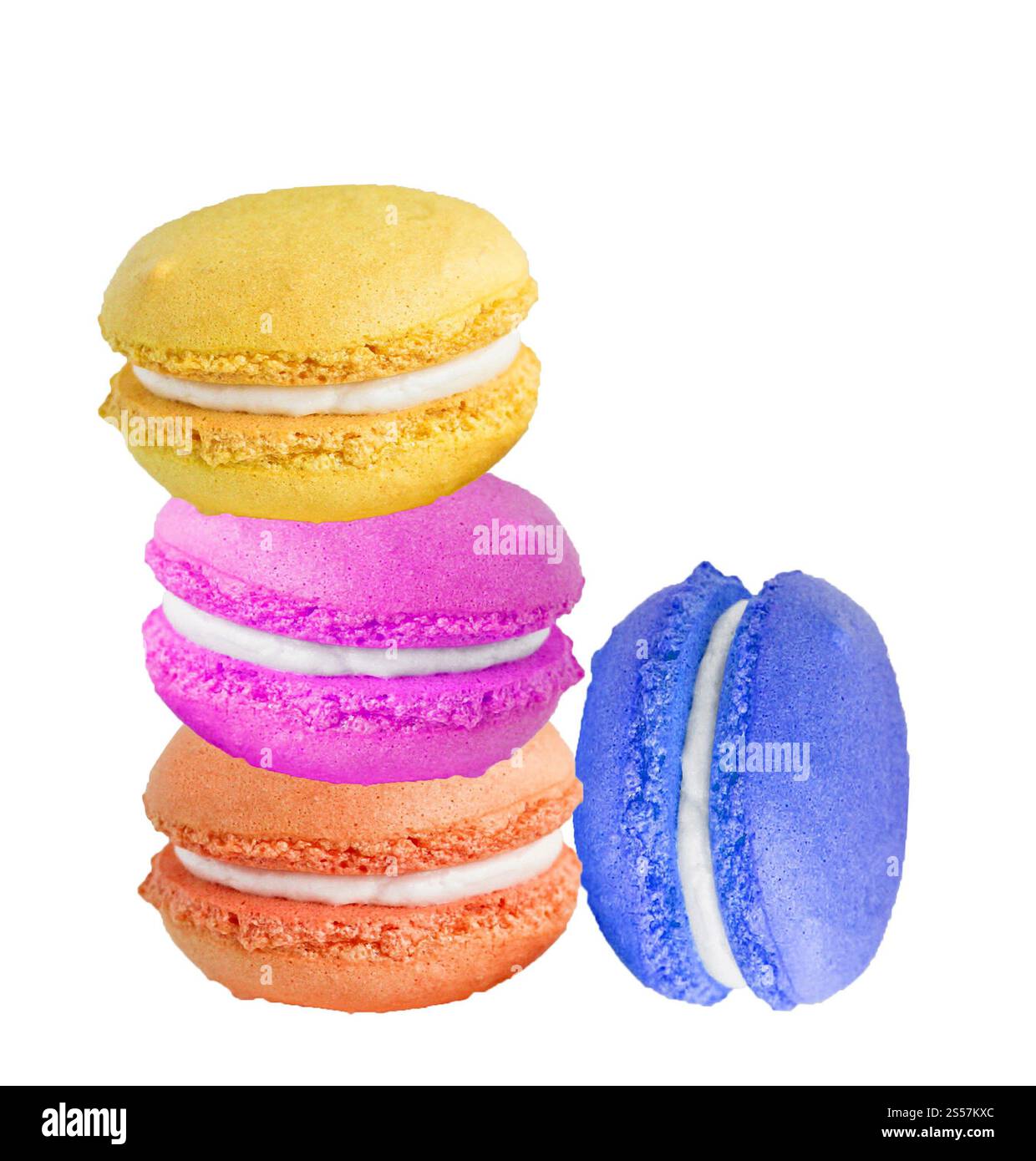 A french sweet delicacy, macaroons isolated on white background. french ...