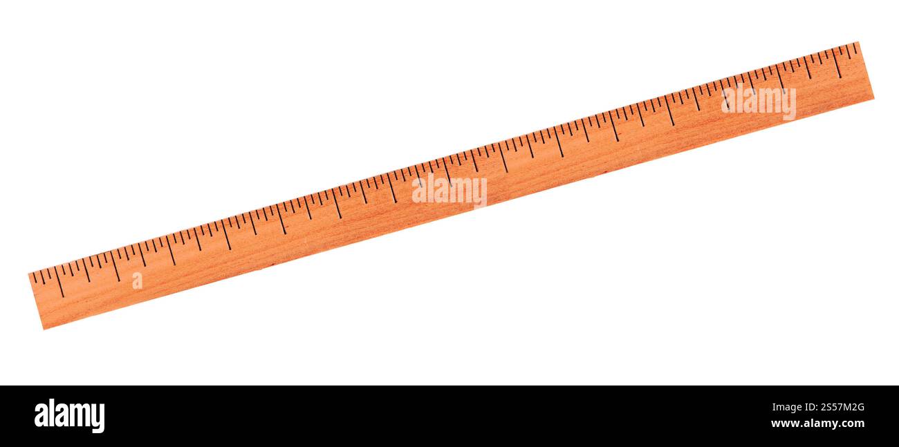 XL Wooden Ruler with Path isolated on white background. XL Wooden Ruler ...