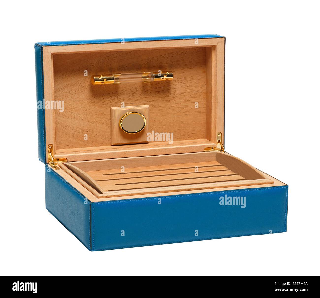 Opened humidor isolated on white. Opened humidor Stock Photo - Alamy