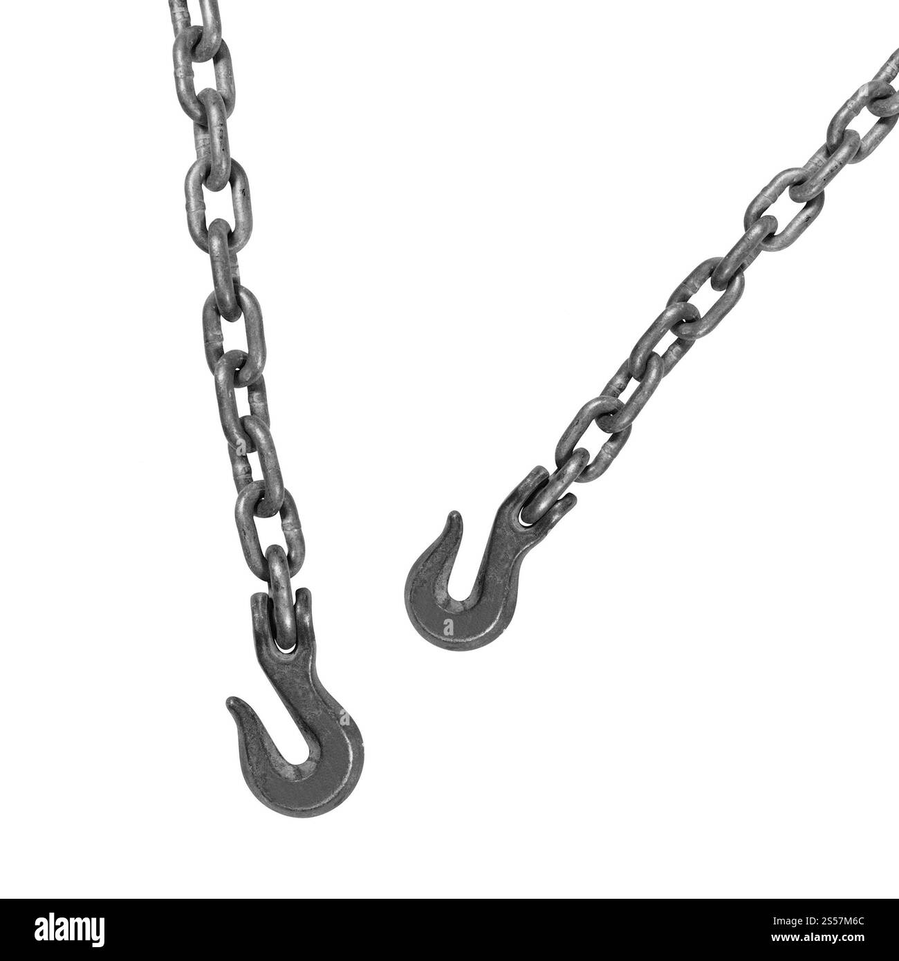 Metal hook hanging on chain isolated on white background. Metal hook ...