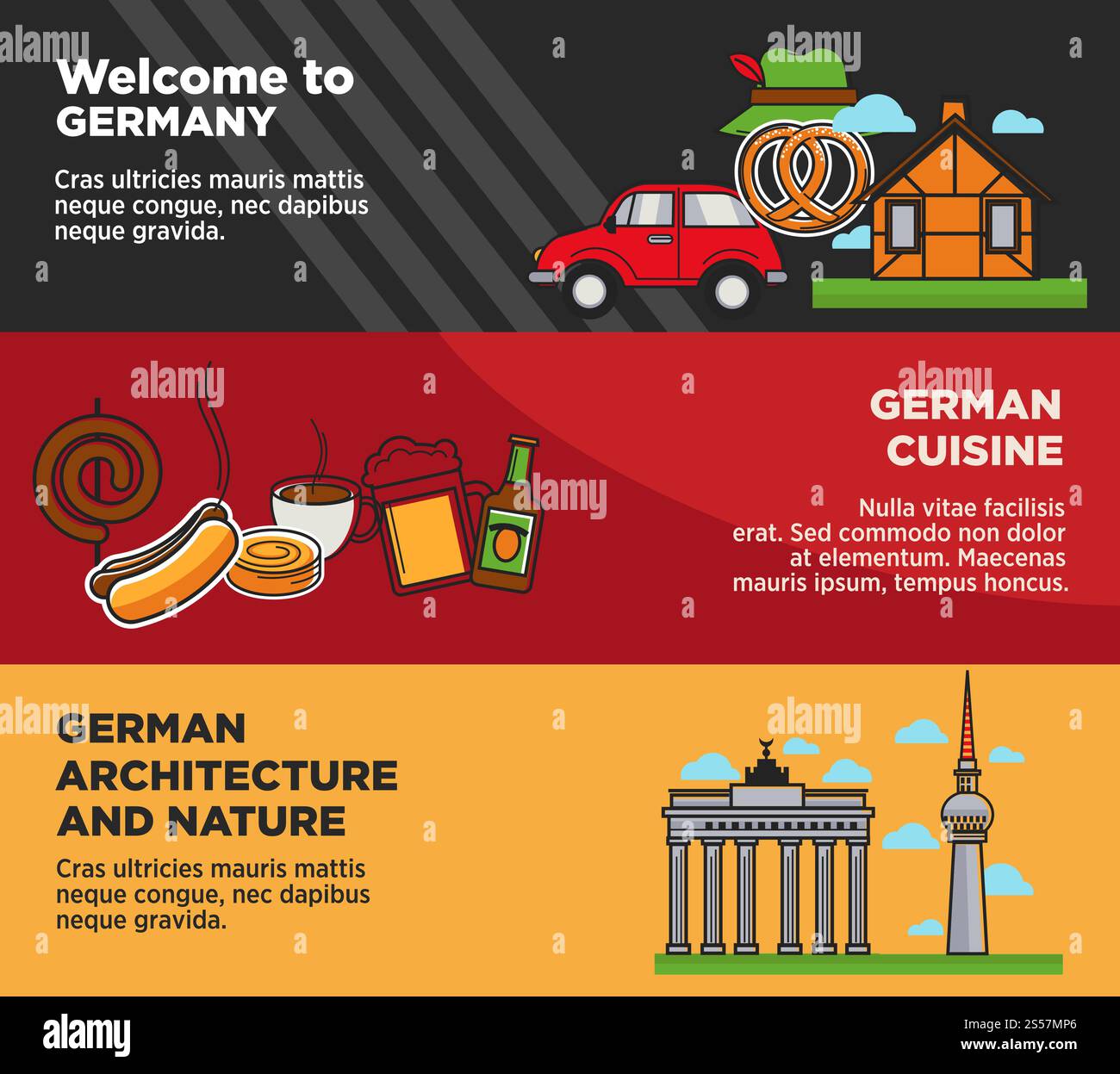 Welcome to Germany advertisement banners with national cuisine and ...