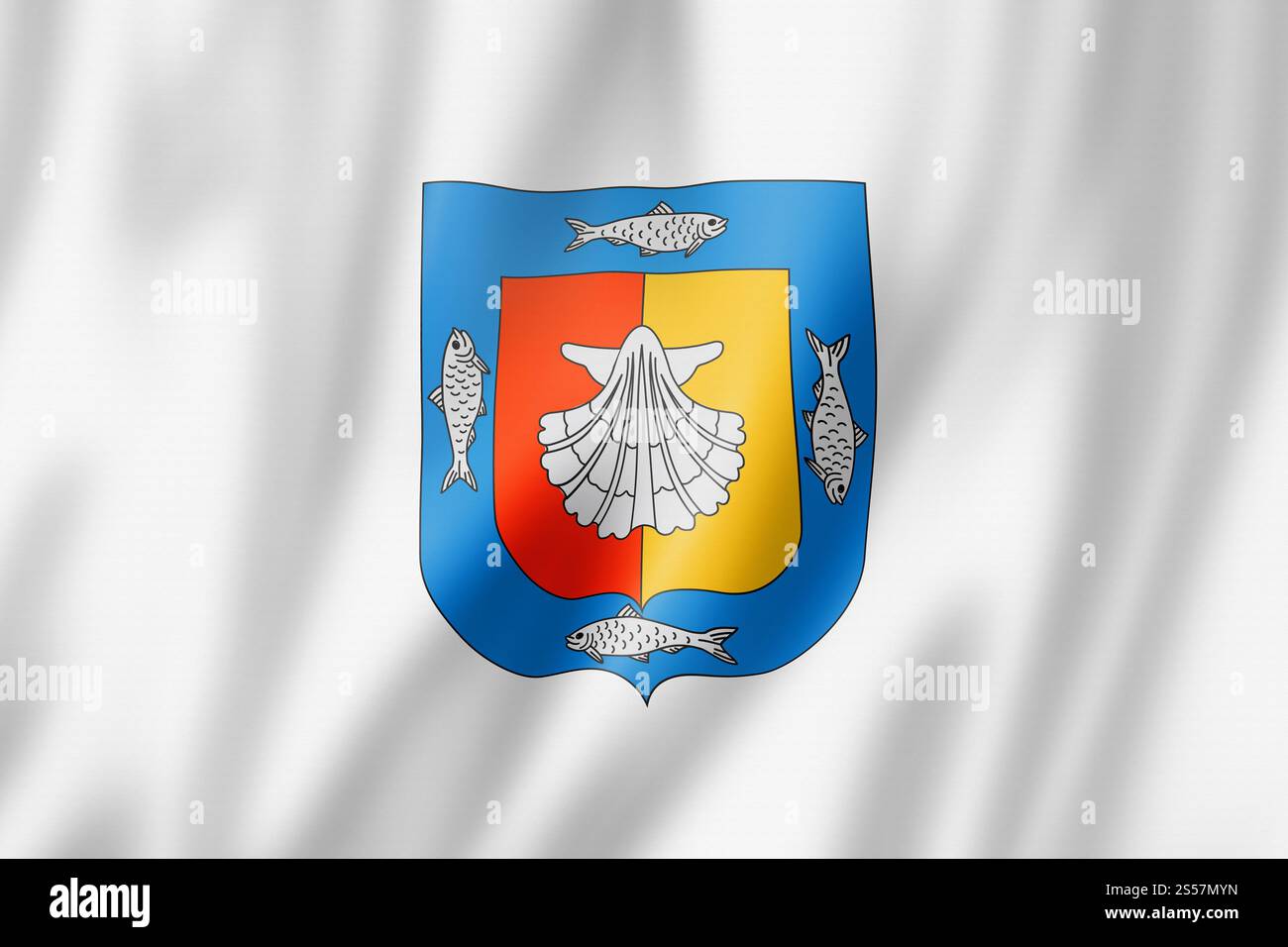 Baja California Sur state flag, Mexico waving banner collection. 3D ...