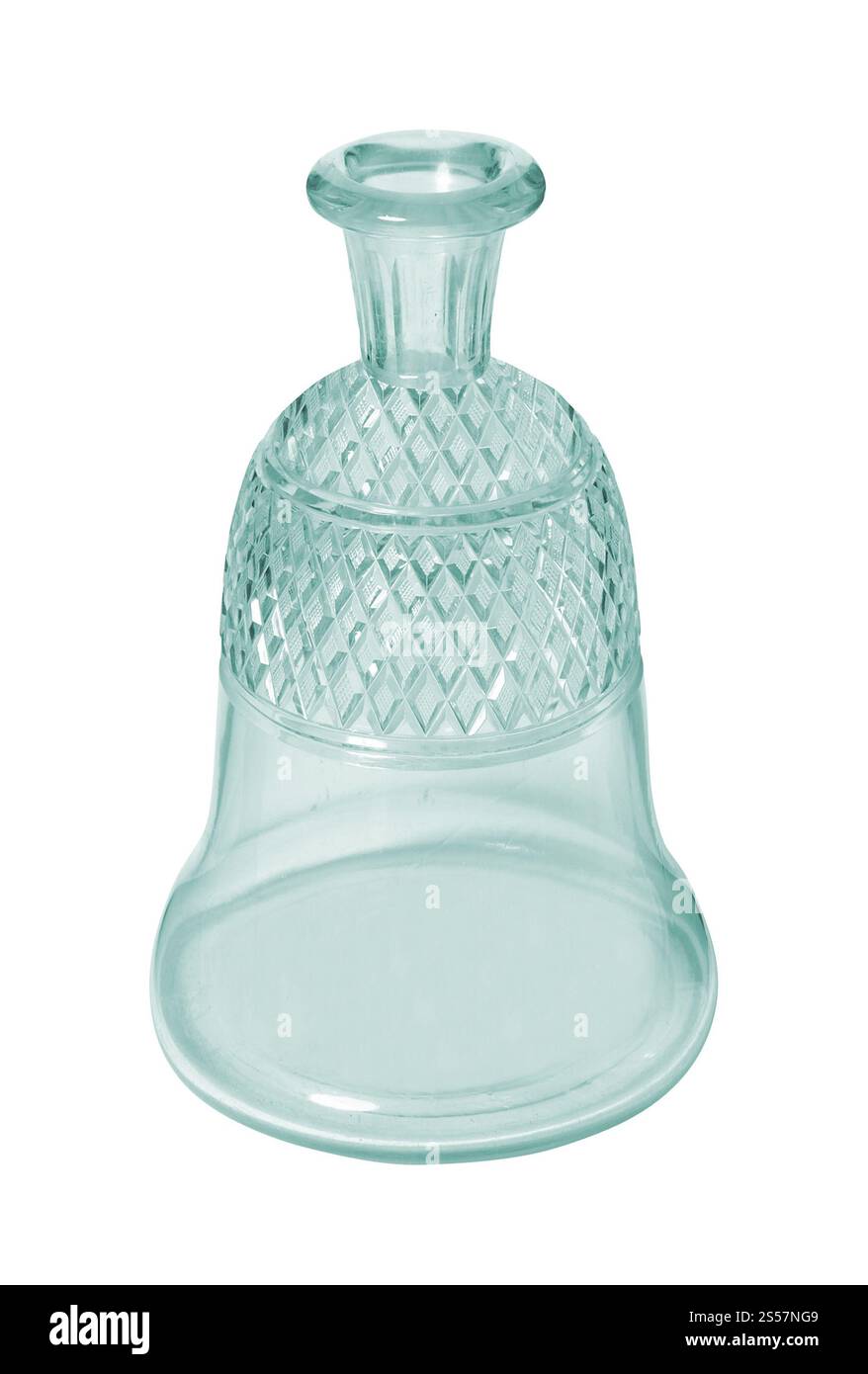 Closeup of a glass wine carafe isolated on white background. Closeup of ...