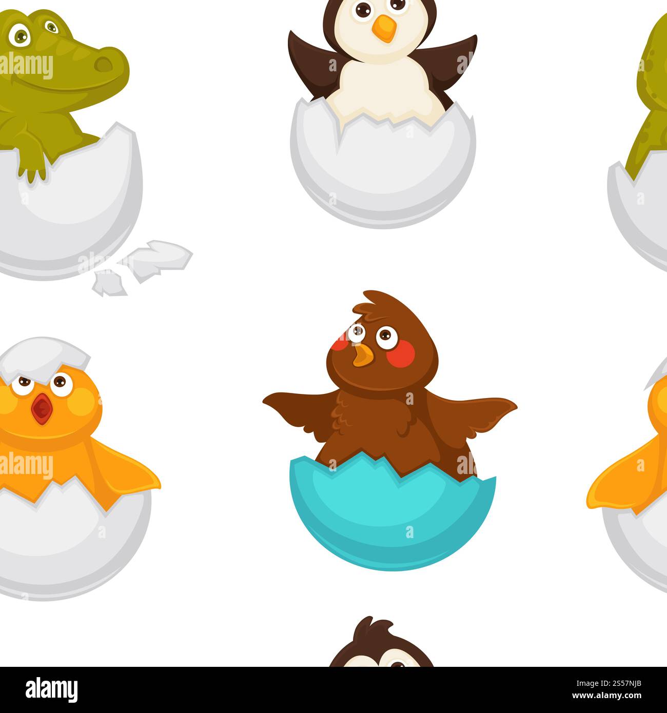Animals born from eggs, eggshells and reptiles seamless pattern vector ...