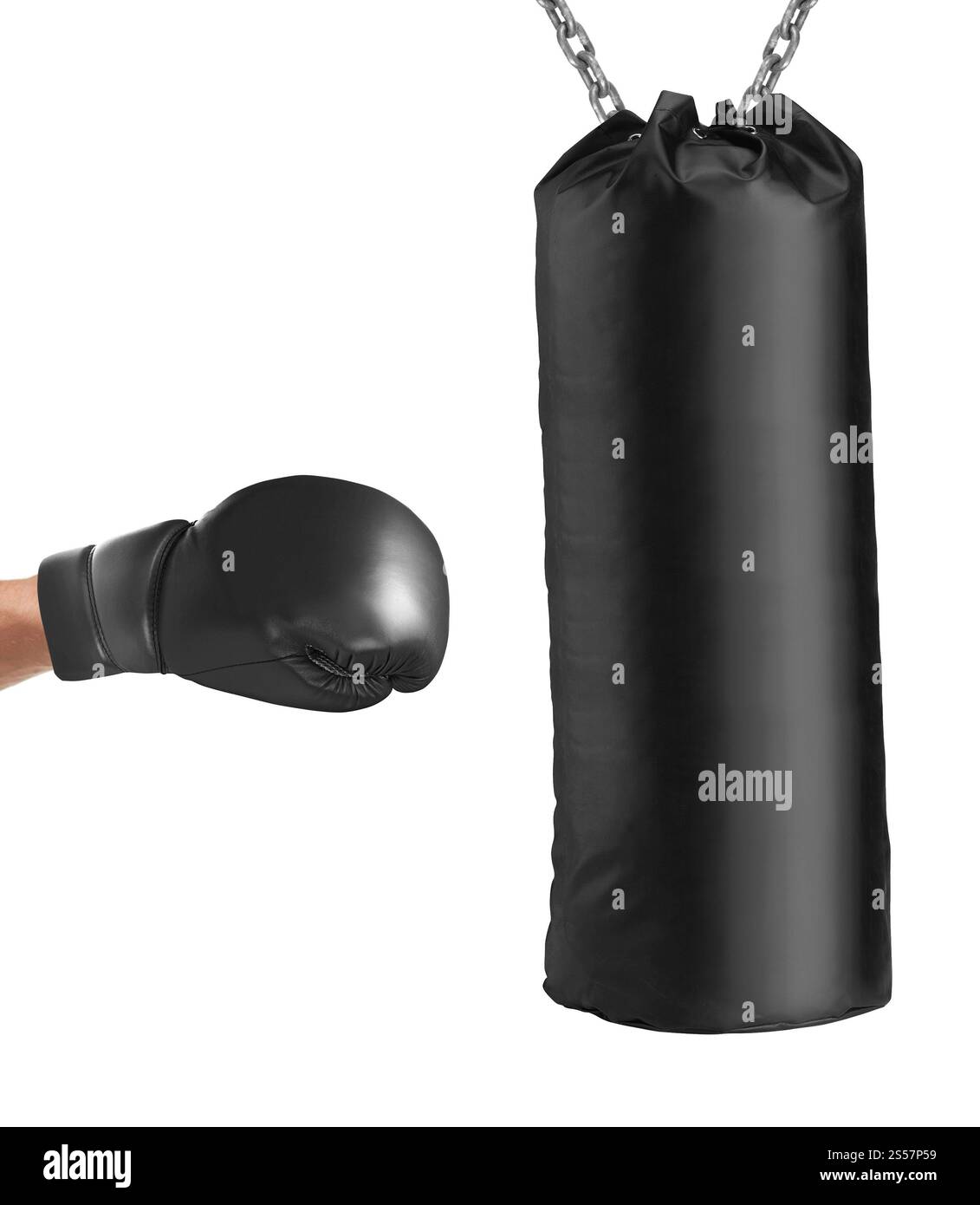 boxing glove punches punching bag isolated on white background. boxing ...