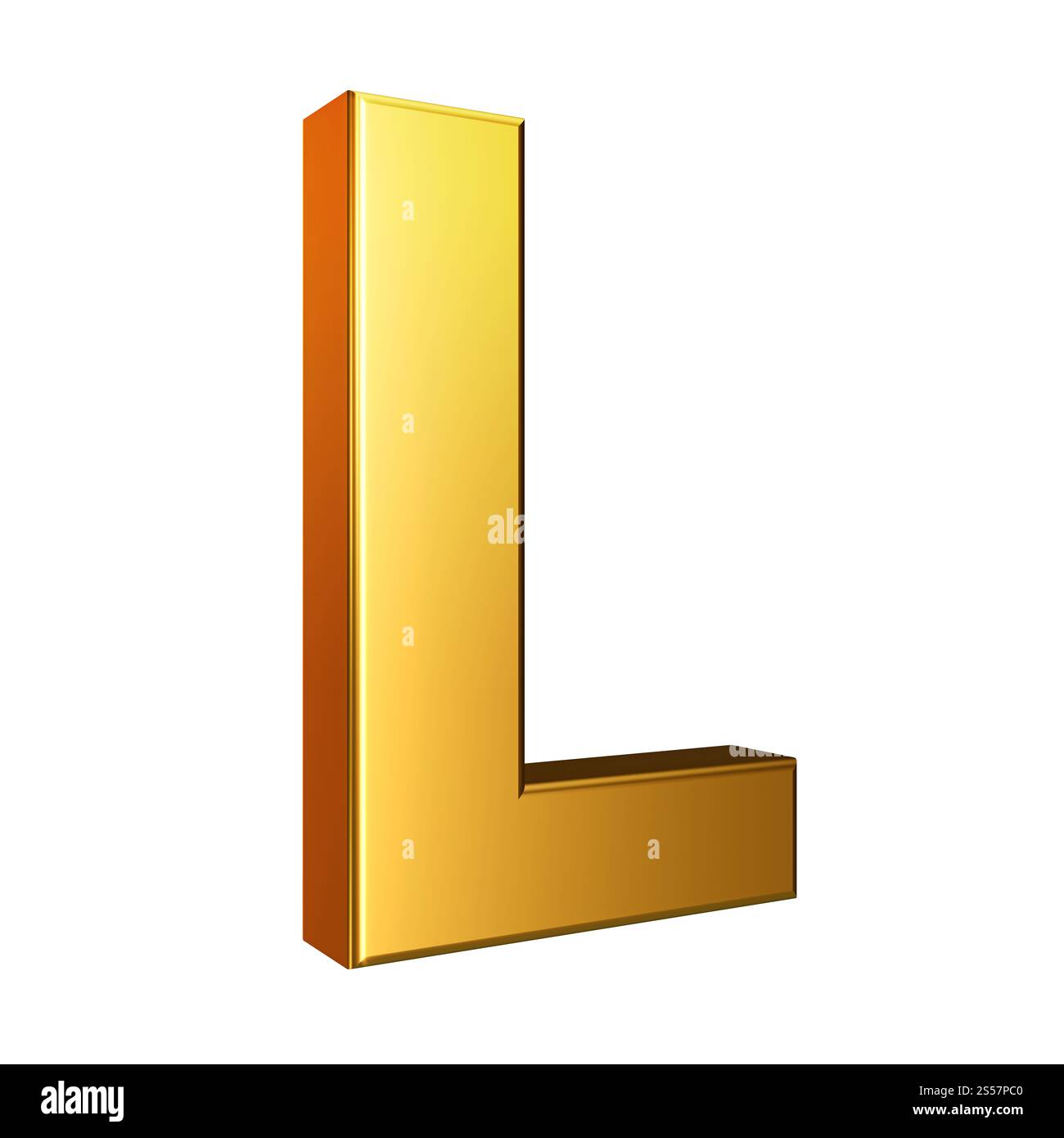 Golden font. Alphabet letter L isolated on a white background with ...