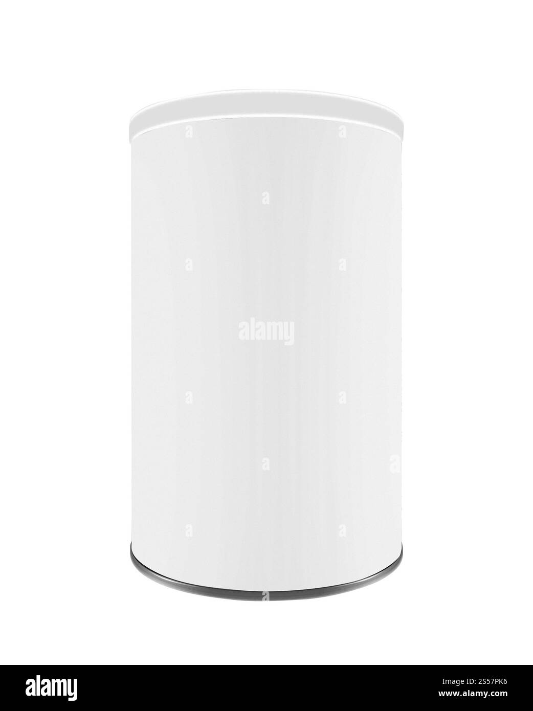 White tin box packaging container for tea or coffee isolated. White tin ...