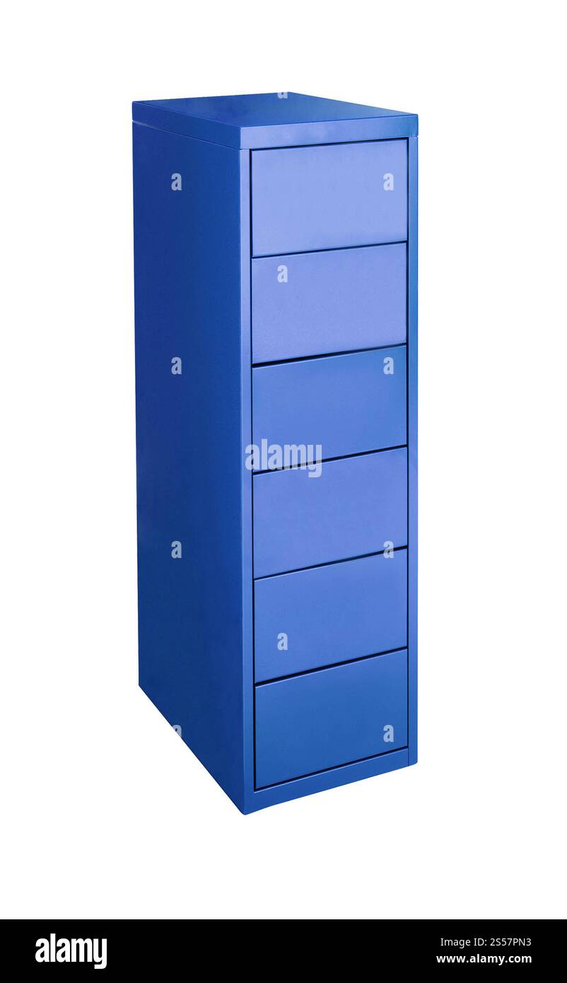 Blue metal cabinet isolated on white background. Blue metal cabinet ...