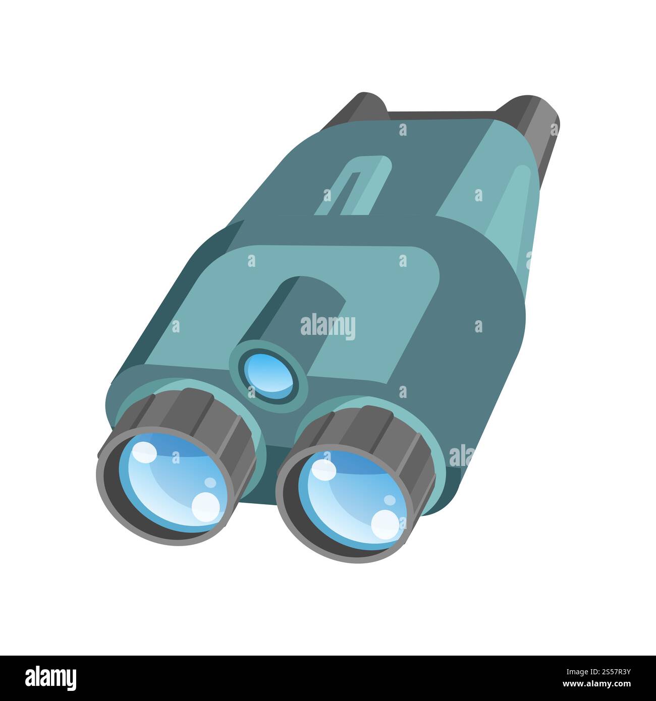 Pair of binoculars with powerful zoom and shiny lenses. Optical ...