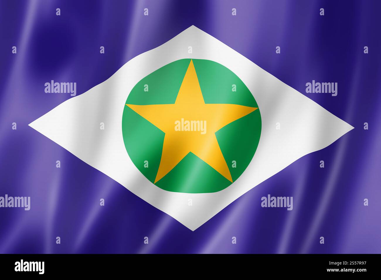 Mato Grosso state flag, Brazil waving banner collection. 3D ...