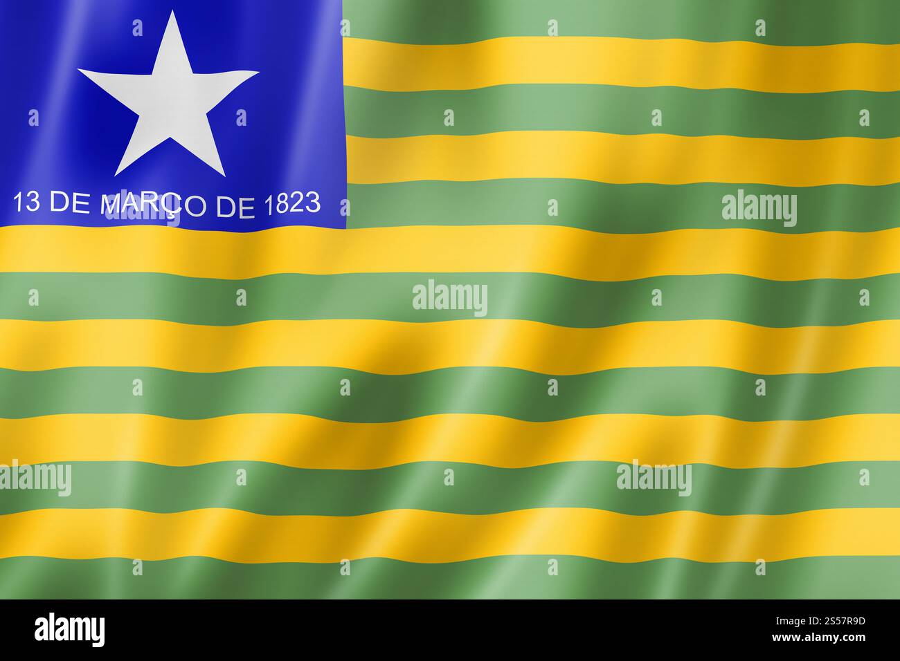 Piaui state flag, Brazil waving banner collection. 3D illustration ...