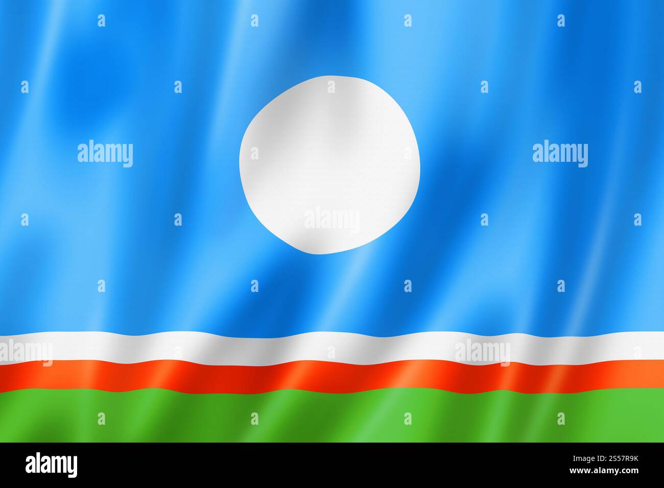 Sakha state - Republic - flag, Russia waving banner collection. 3D ...