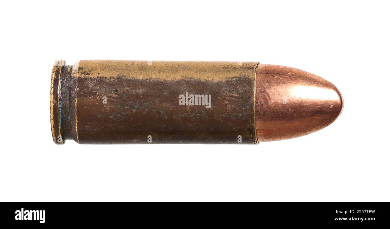 9mm bullet for a gun isolated on white background. 9mm bullet for a gun ...