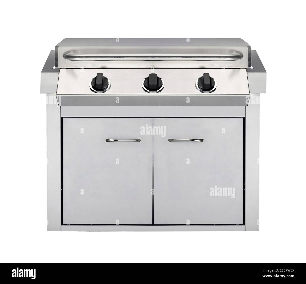 Stainless steel gas cooker with oven isolated on white background ...