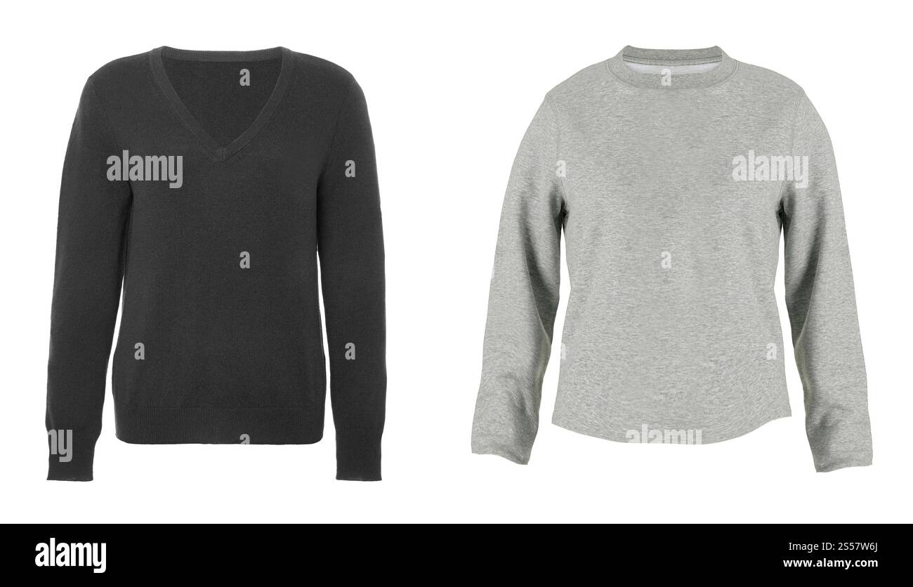 black and white pullovers isolated on white background. black and white ...