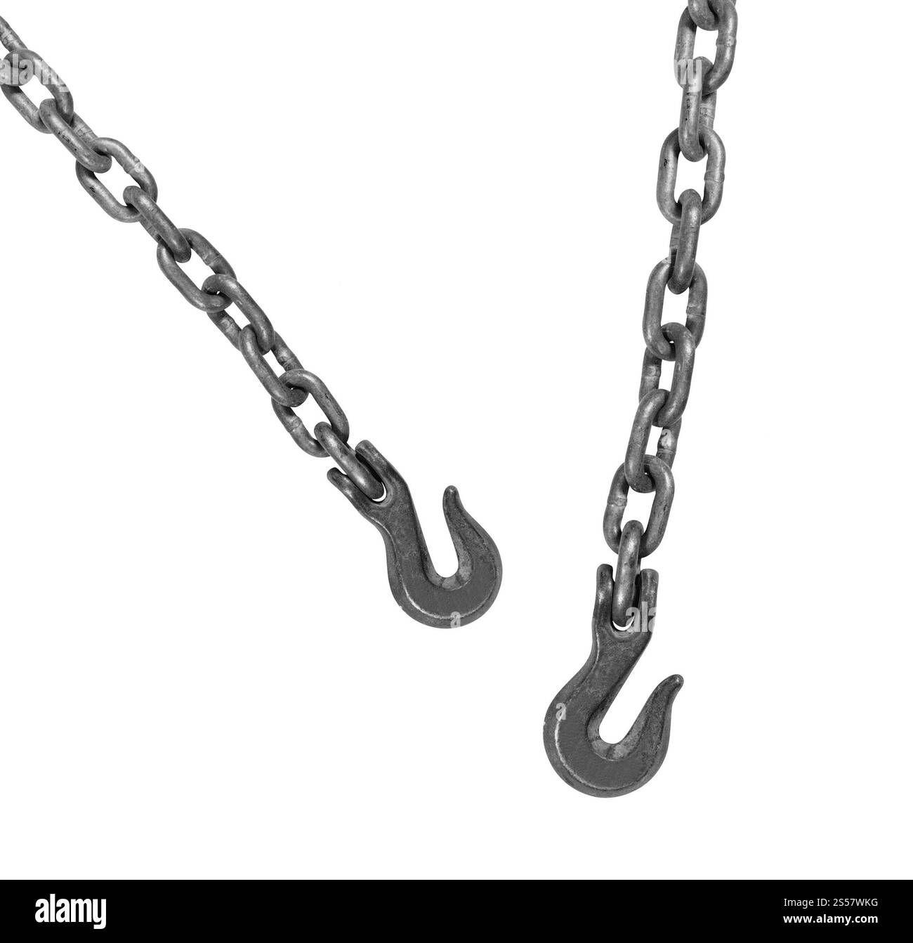 Metal hook hanging on chain isolated on white background. Metal hook ...