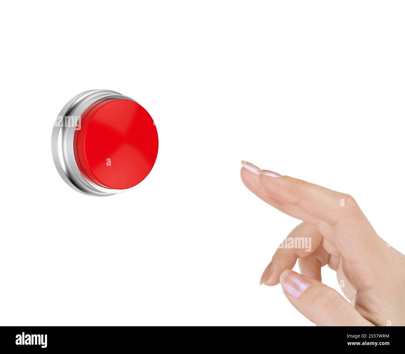 Pressing GO button isolated on white background Stock Photo - Alamy