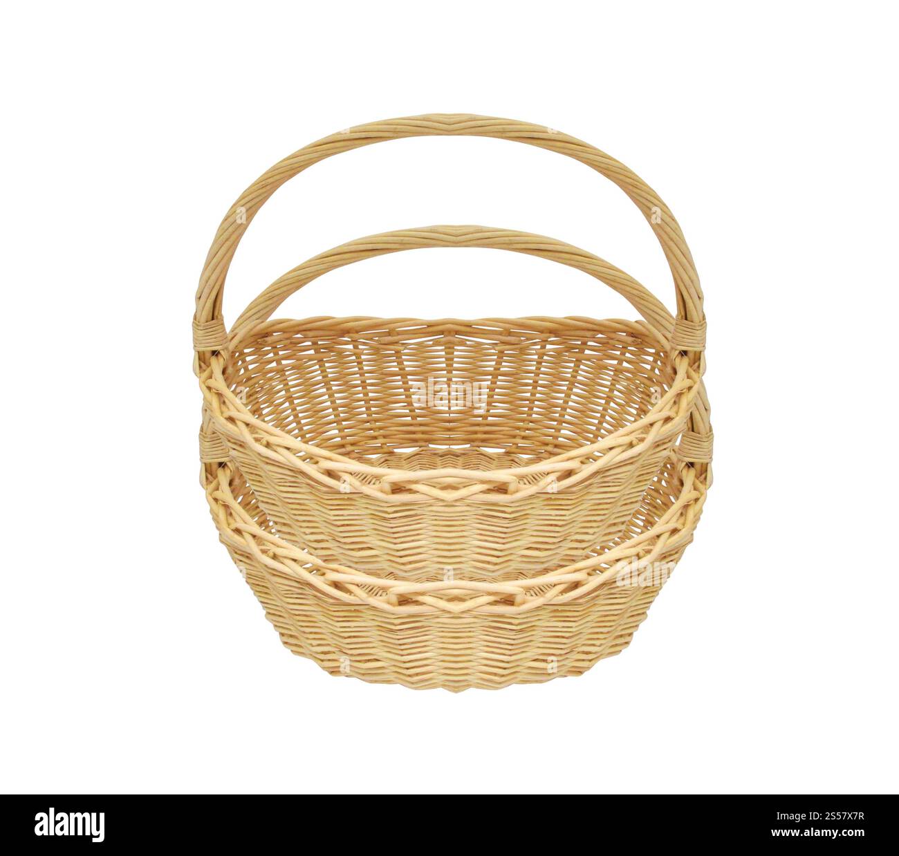 vintage weave wicker basket isolated on white background. vintage weave ...
