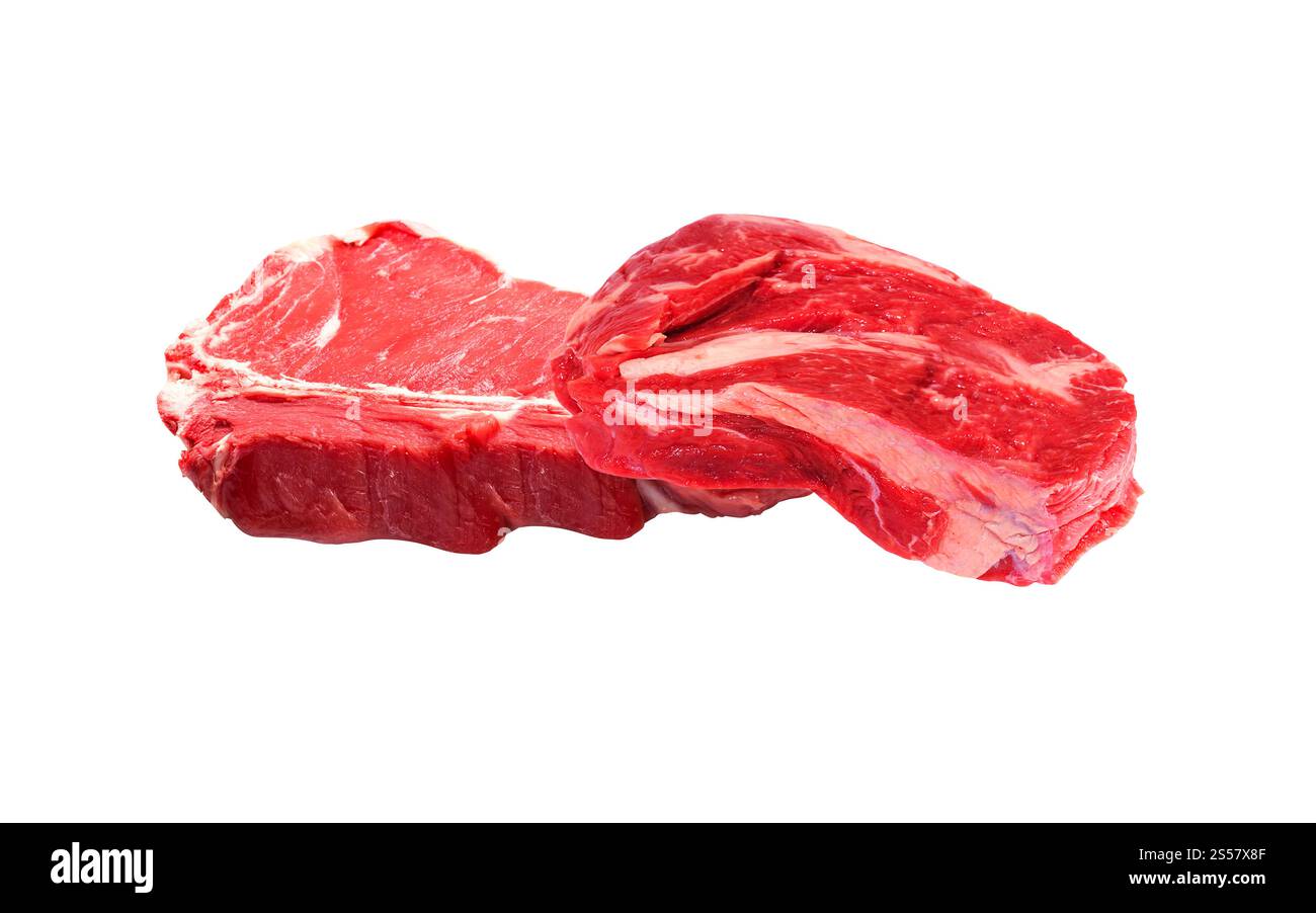 raw meats isolated on white background Stock Photo - Alamy