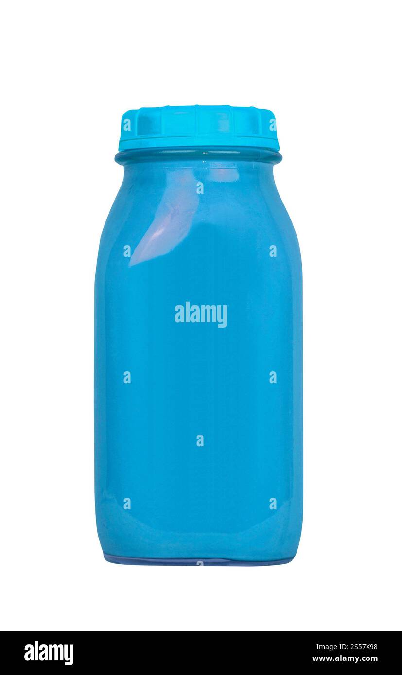 the bottle blue color packaging isolated on white background Stock ...