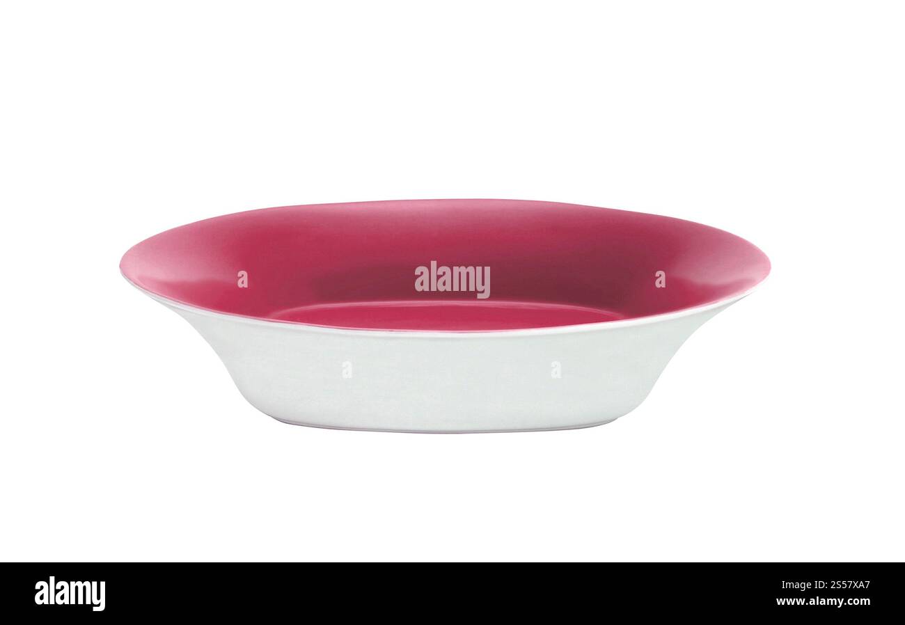 red round plate isolated on white background Stock Photo - Alamy