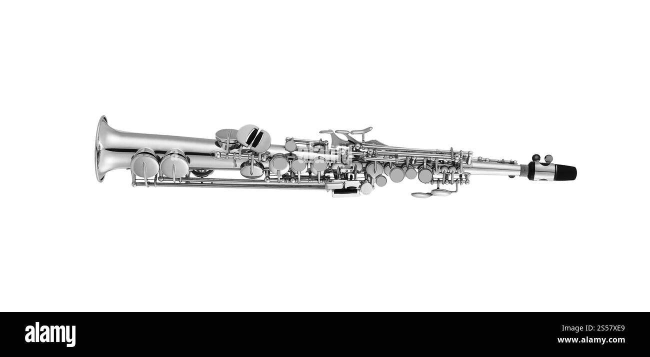 Soprano Saxophone isolated on white background Stock Photo - Alamy