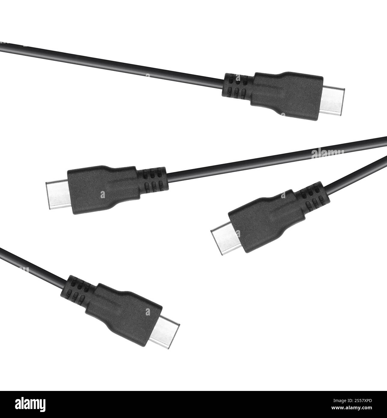 USB cables on white background Stock Photo - Alamy