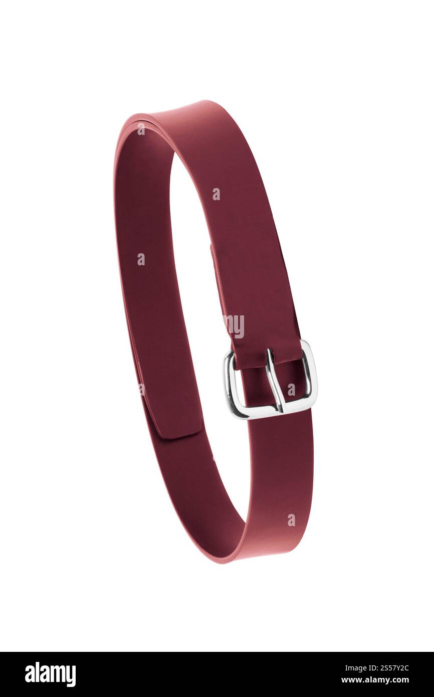 Red leather belt isolated on white background Stock Photo - Alamy