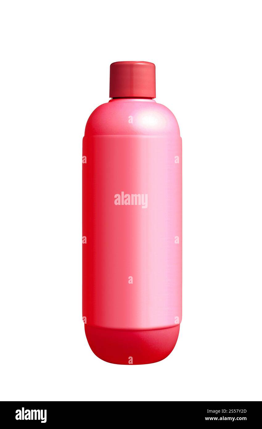 Red shampoo plastic bottle isolated on white background Stock Photo - Alamy