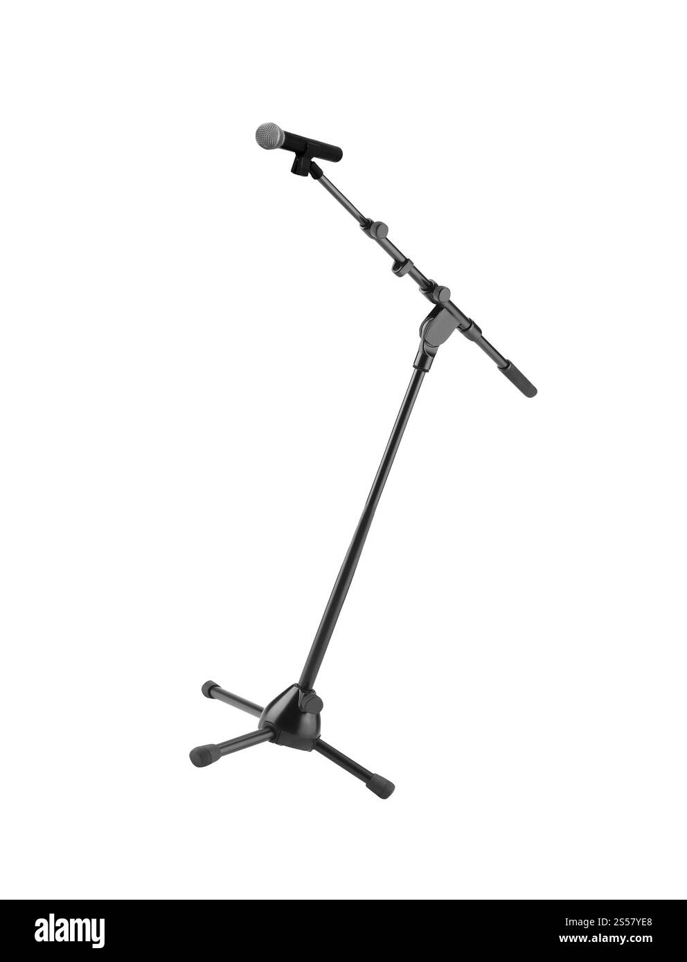 Microphone and stand isolated on white background Stock Photo - Alamy