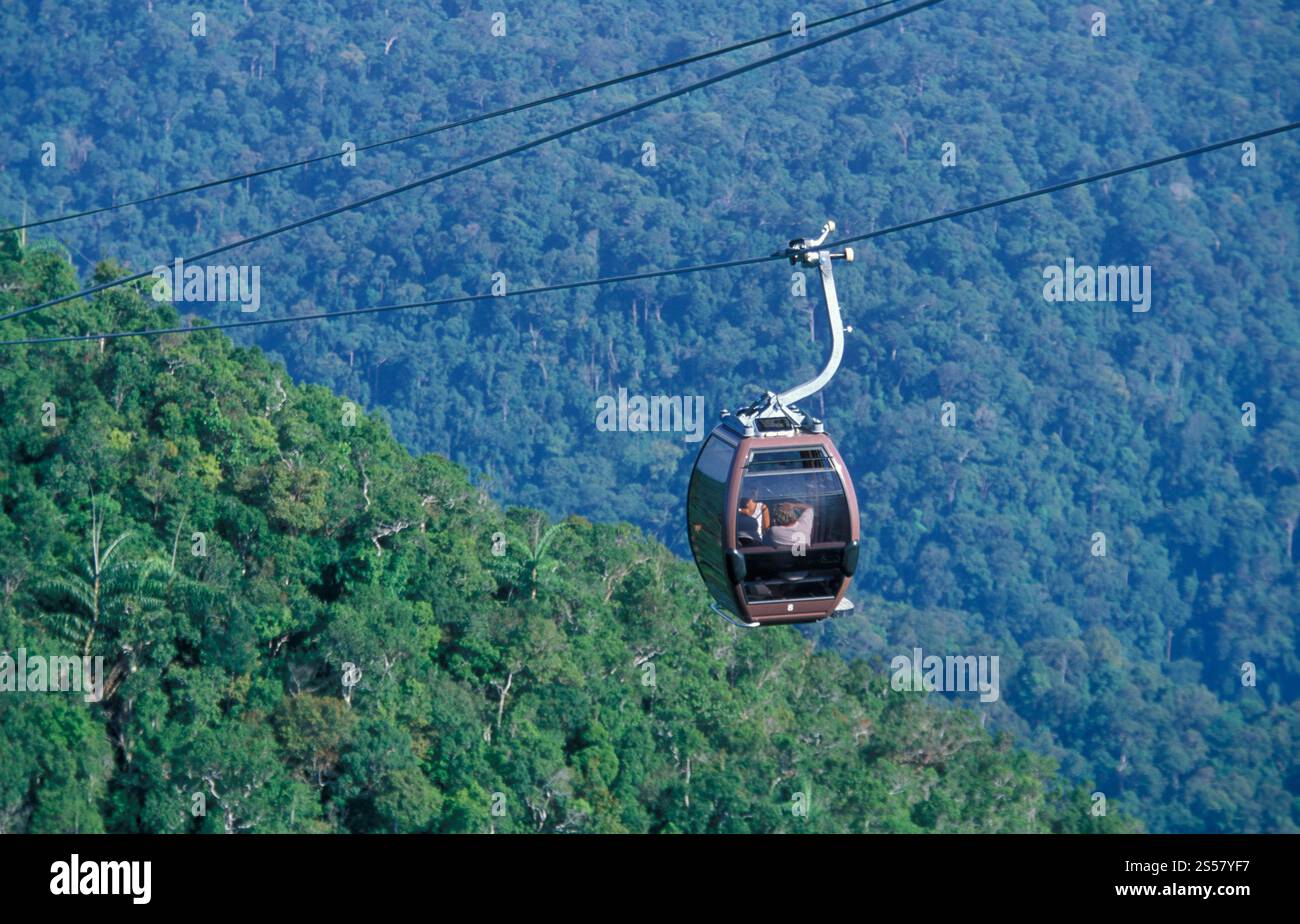 a cable car at the jungle Landscape at the Mountain area of Gunung ...