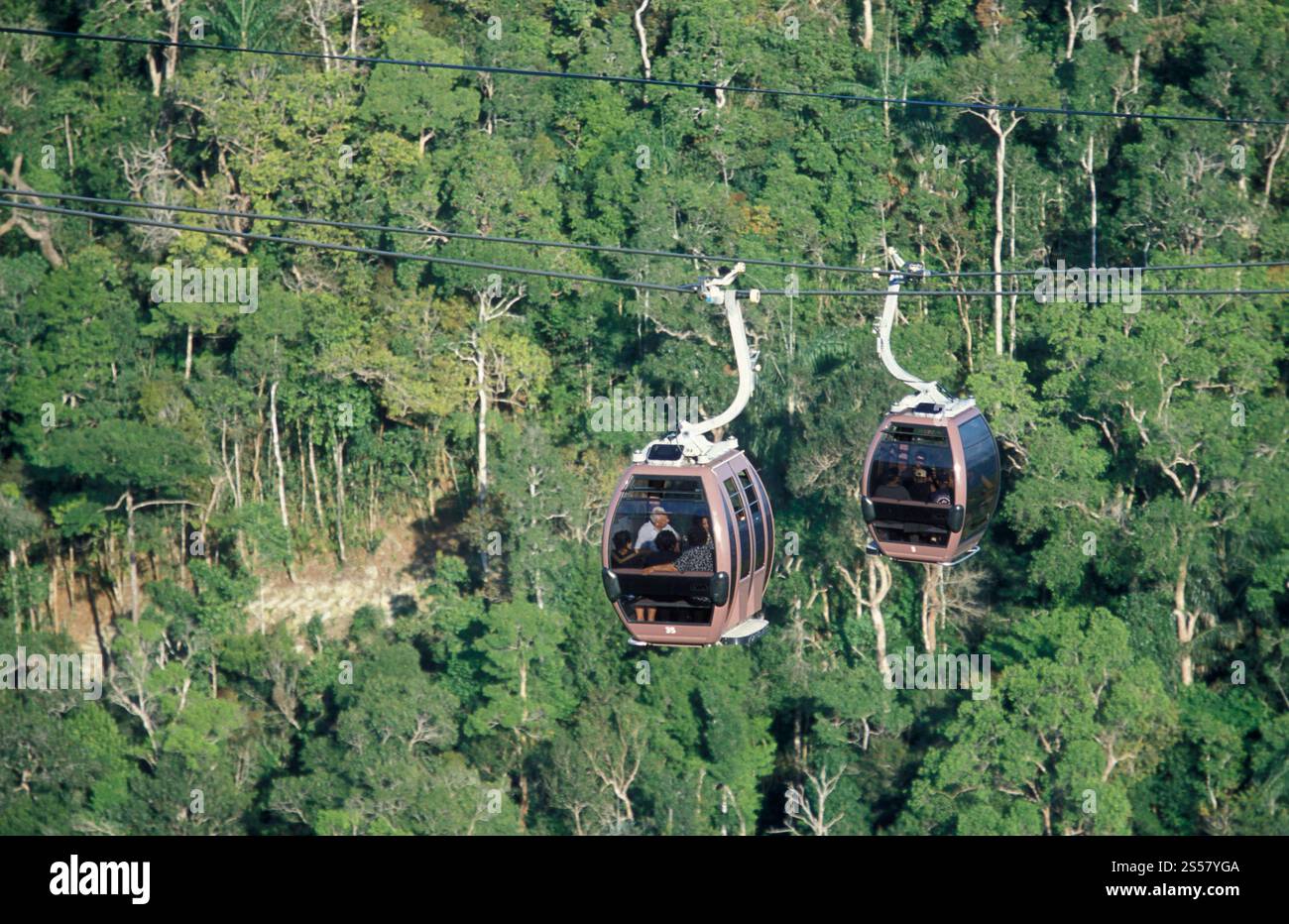 a cable car at the jungle Landscape at the Mountain area of Gunung ...