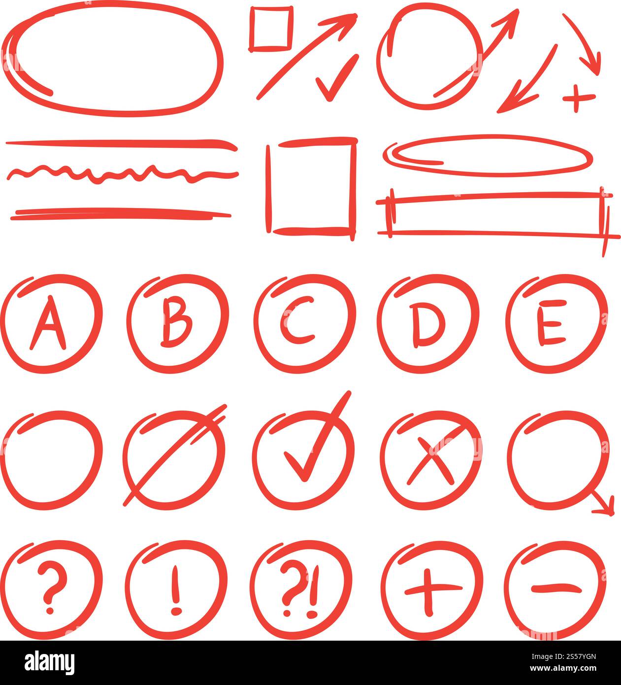 Exam marks and notes for learn testing. Red grade results mark for test ...