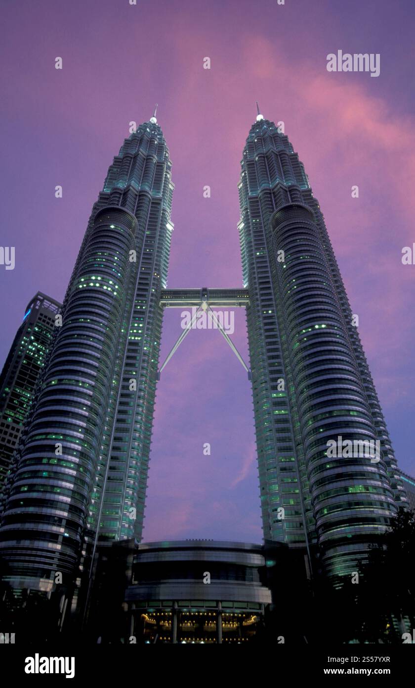 the architecture of the Petronas Twin Towers in the city of Kuala Lumpur in Malaysia. Malaysia ...