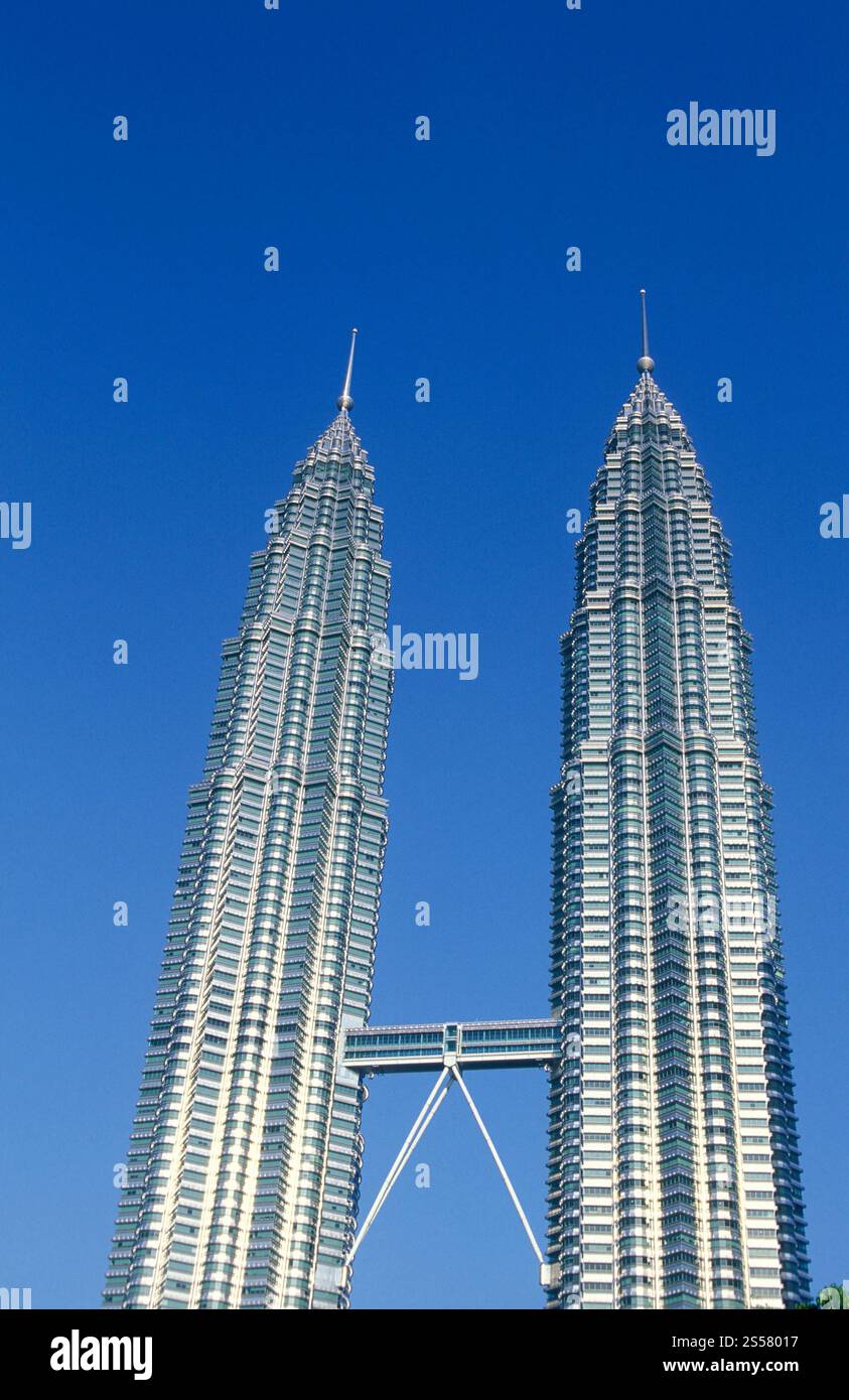 the architecture of the Petronas Twin Towers in the city of Kuala Lumpur in Malaysia. Malaysia ...