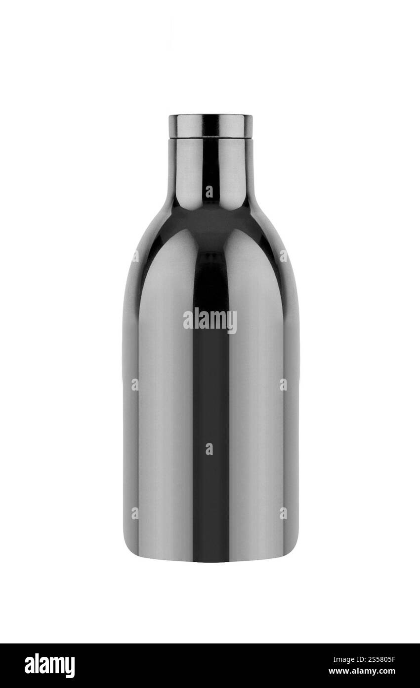 empty transparent glass bottle with cap isolated on white background ...