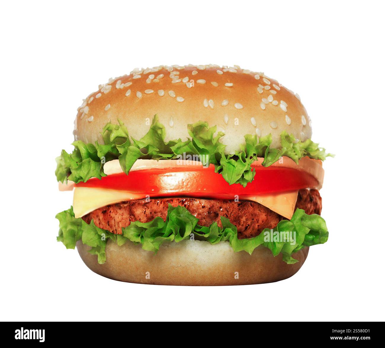 burger with beef patty isolated on white background. burger with beef ...