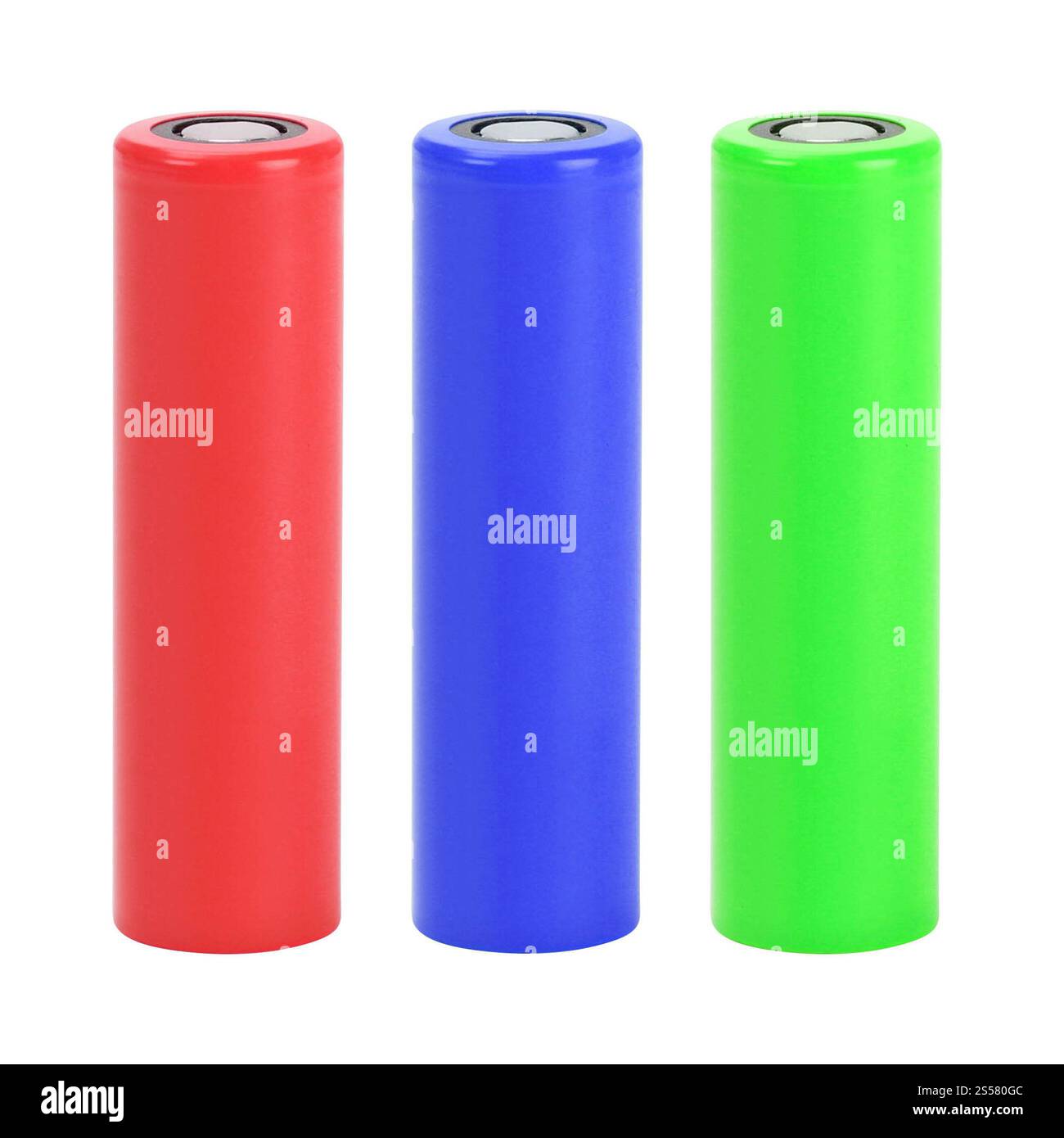 A set a of AA size batteries on white background. set a of AA size ...