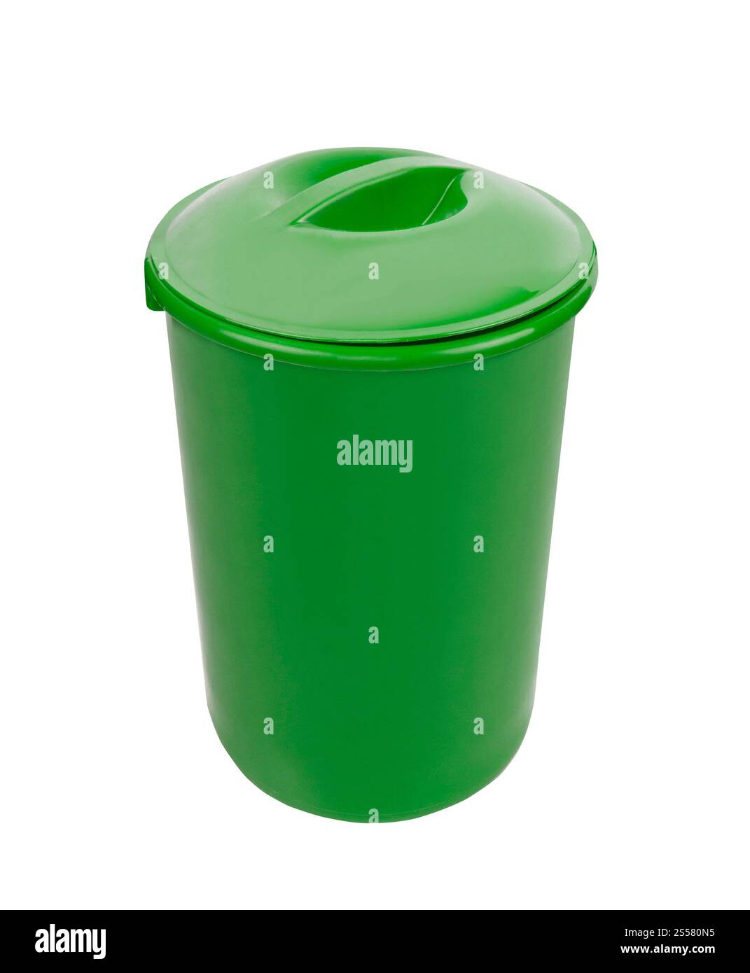 Green trash can isolated on white background Stock Photo - Alamy