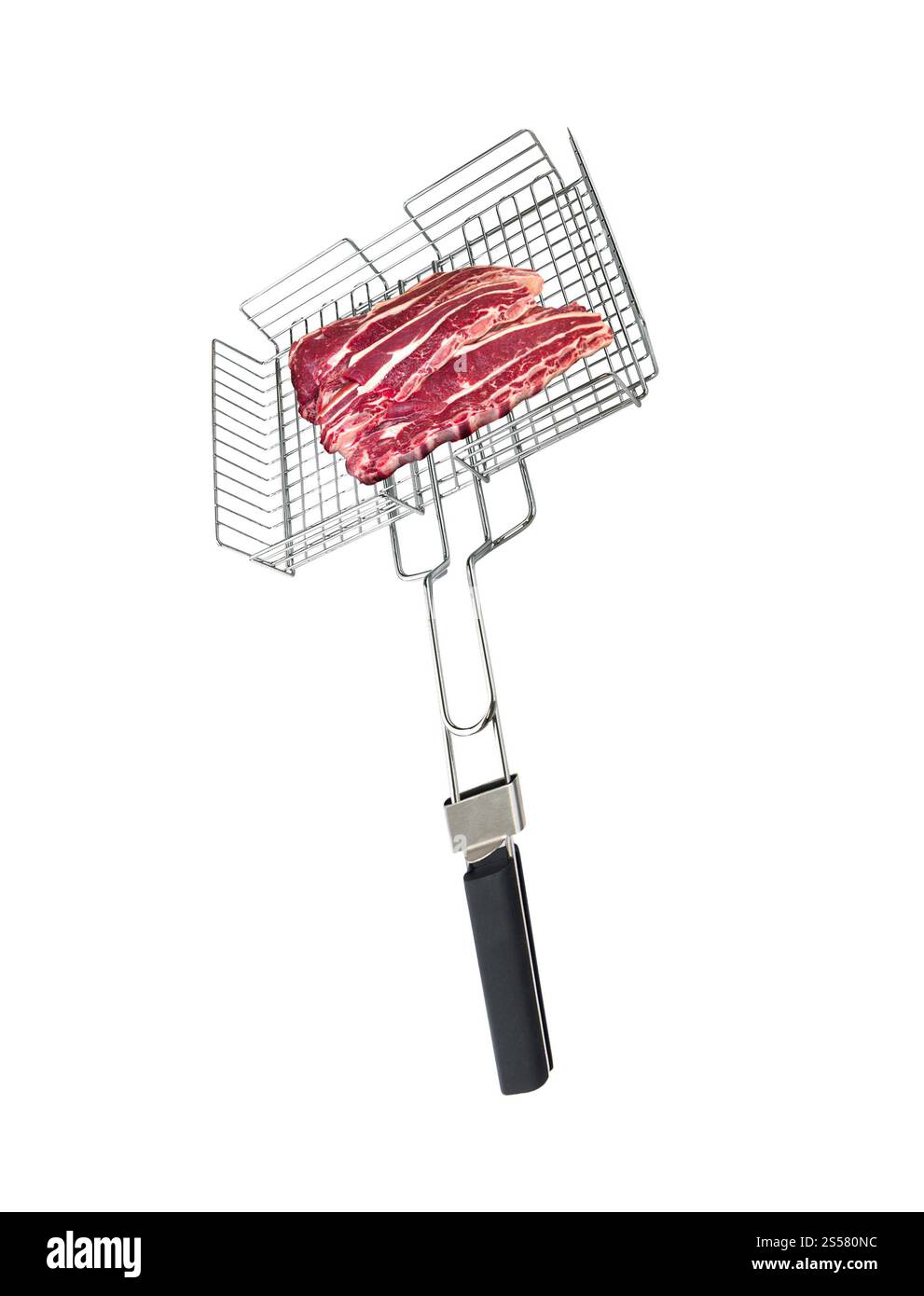 Steak in grill pan Cut Out Stock Images & Pictures - Alamy