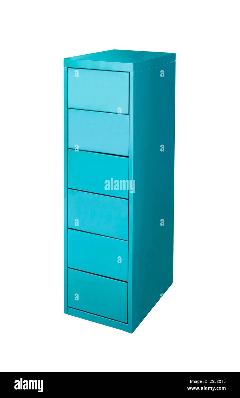 Blue metal cabinet isolated on white Stock Photo - Alamy