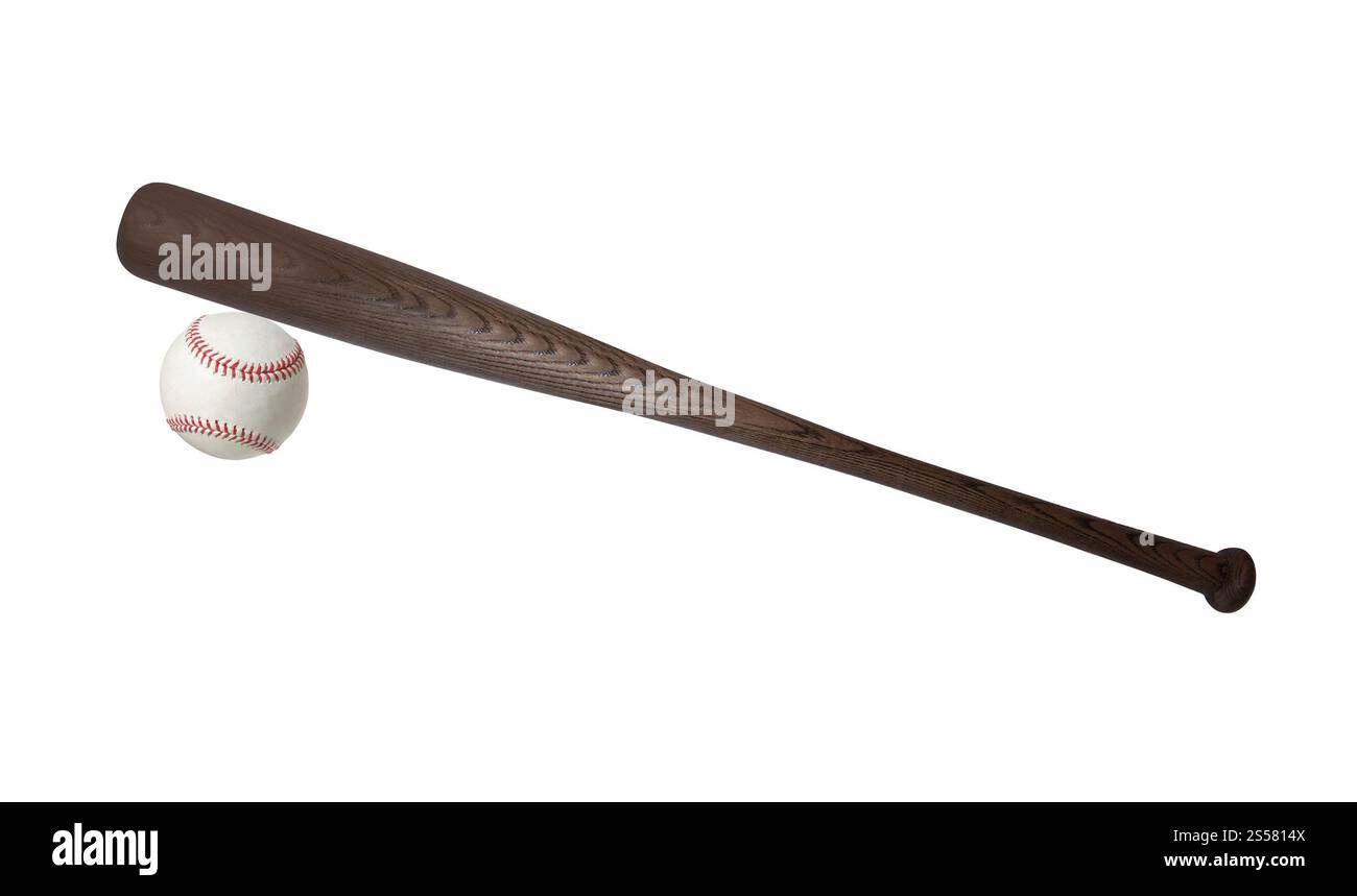 baseball ball and bat isolated on white background Stock Photo - Alamy