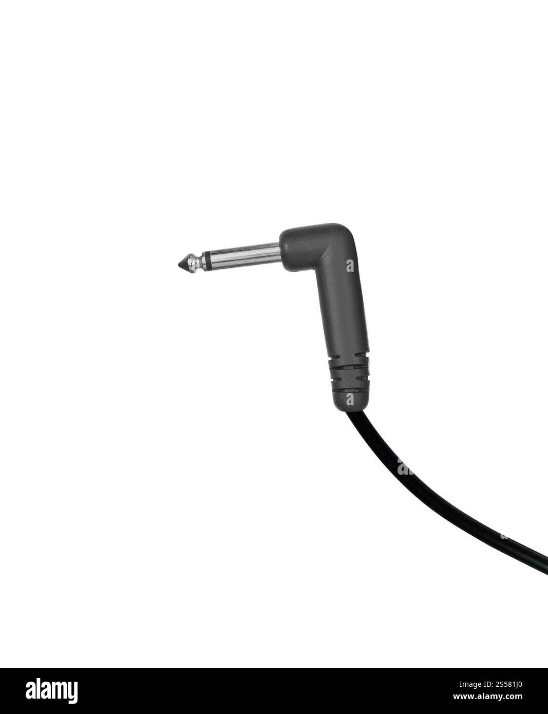 Guitar audio jack with black cable isolated on white background. Guitar ...