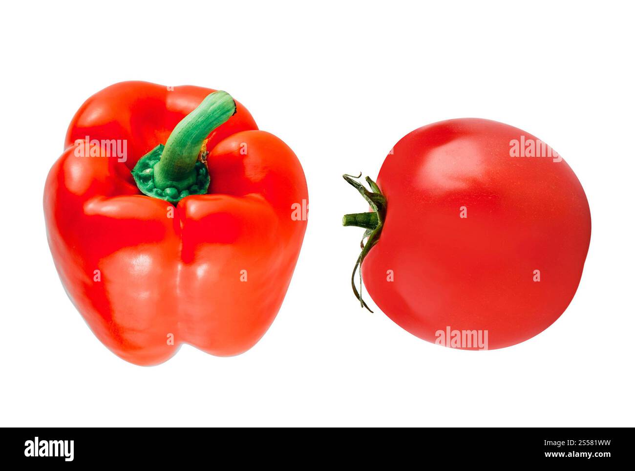 fresh red tomatoe and peper isolated on white background. fresh red ...