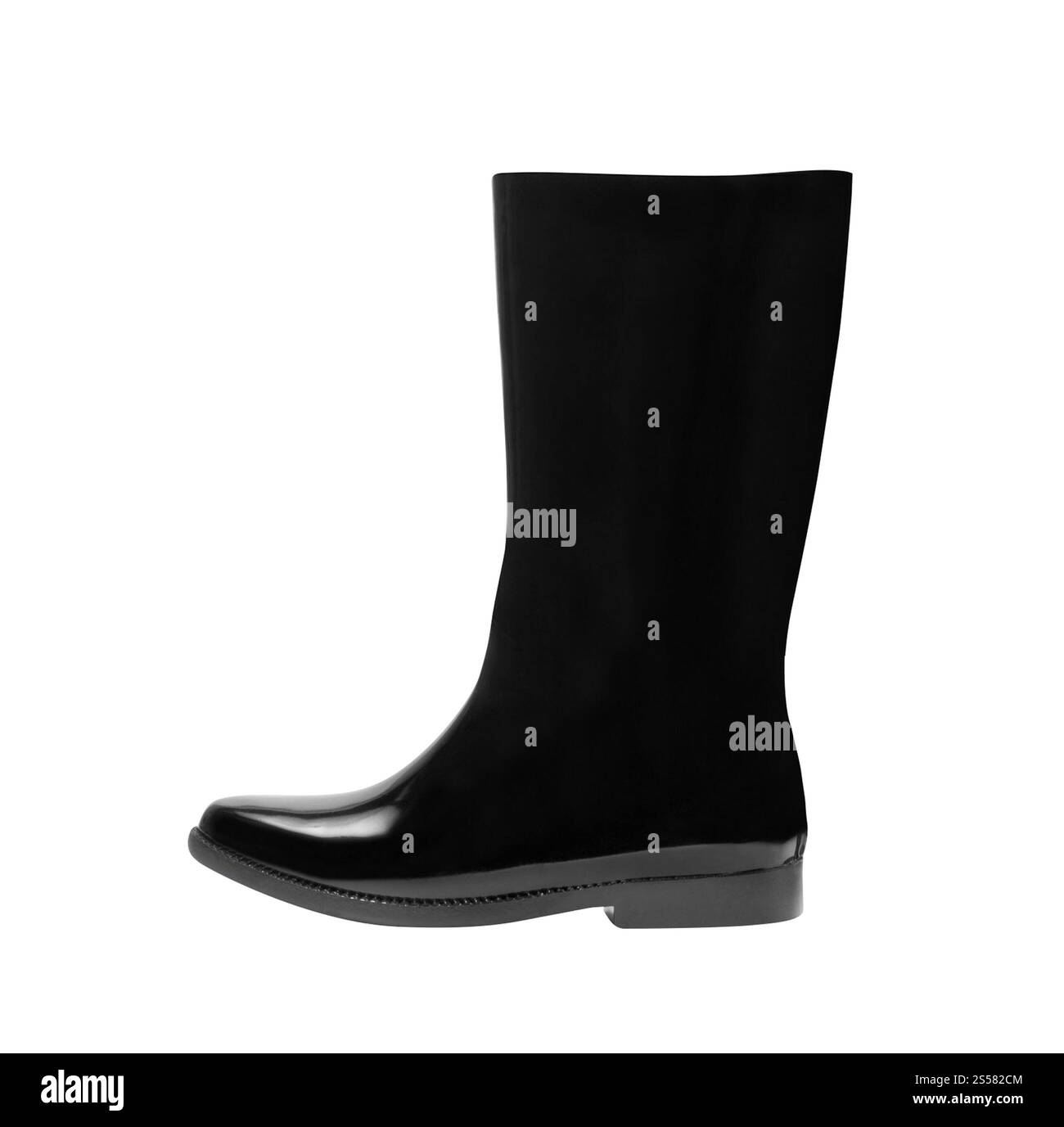 Black gum boots on white background. Black gum boots Stock Photo - Alamy
