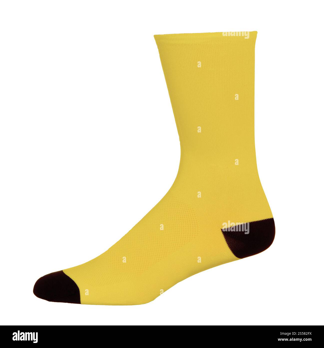 One yellow sock on pure white background. One yellow sock on pure Stock ...
