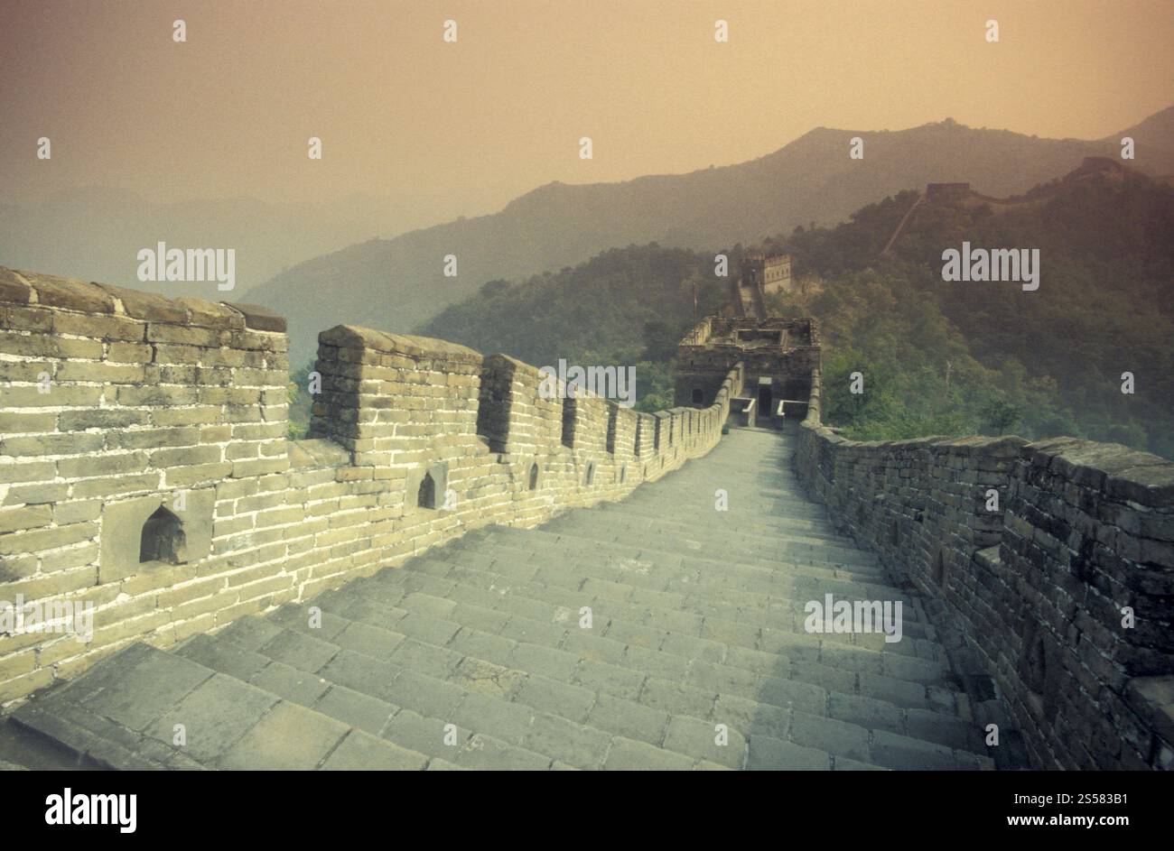 the Great Wall of China in the Landscape north of the City of Beijing ...