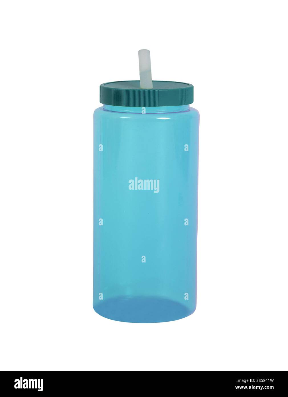 used blue plastic flask on white background Stock Photo - Alamy