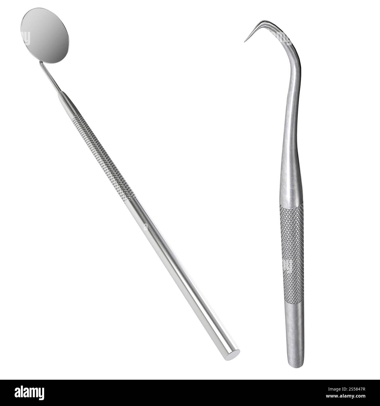 mirror, and probe , isolated on white Stock Photo - Alamy