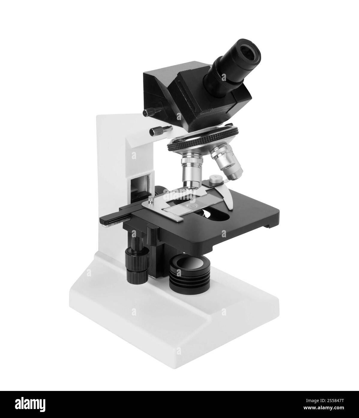 White microscope isolated on white background Stock Photo - Alamy
